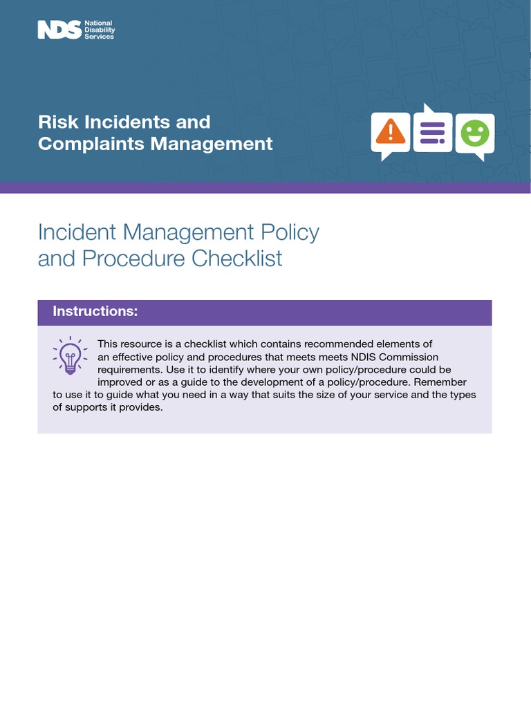 Incident Management Policy and Procedure Checklist | Download Free PDF | Risk | Incident Management