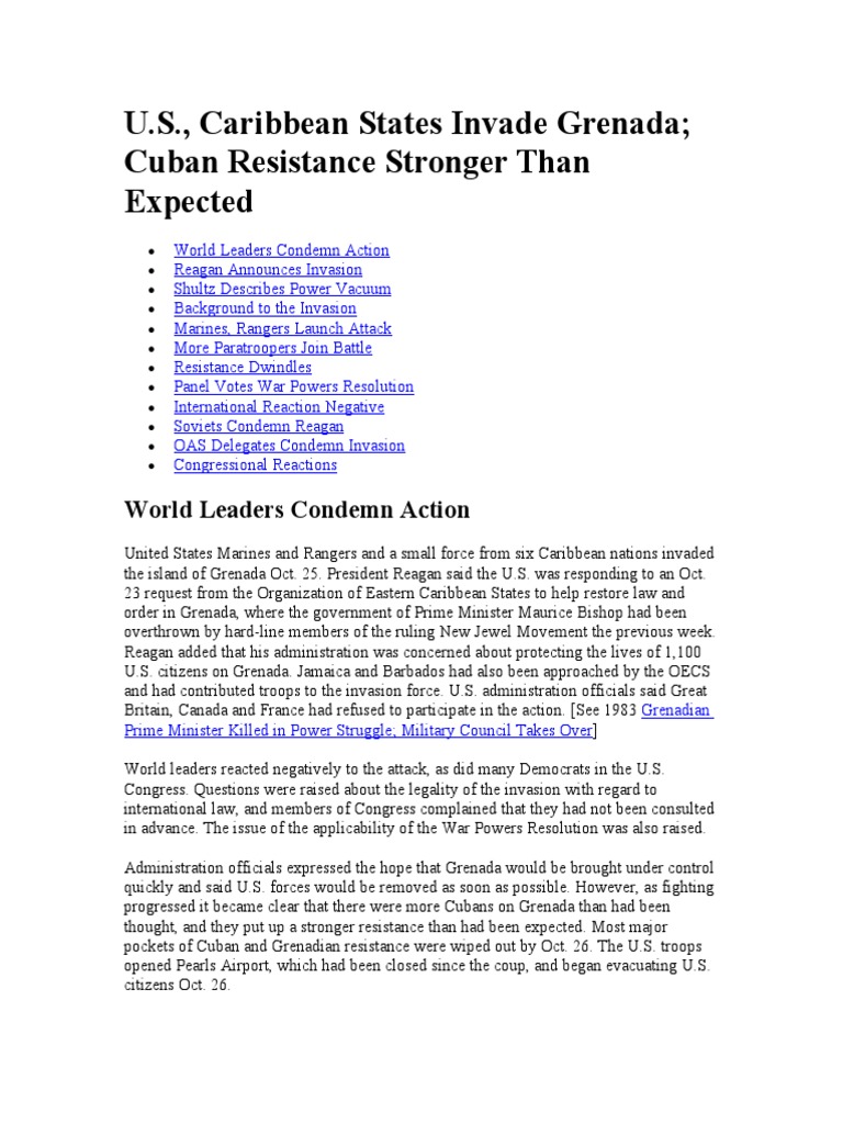 US Invasion of Grenada | PDF | Grenada | Government