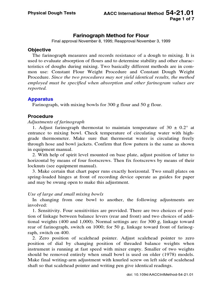 Farinograph Method For Flour: Objective | PDF | Titration | Chemistry