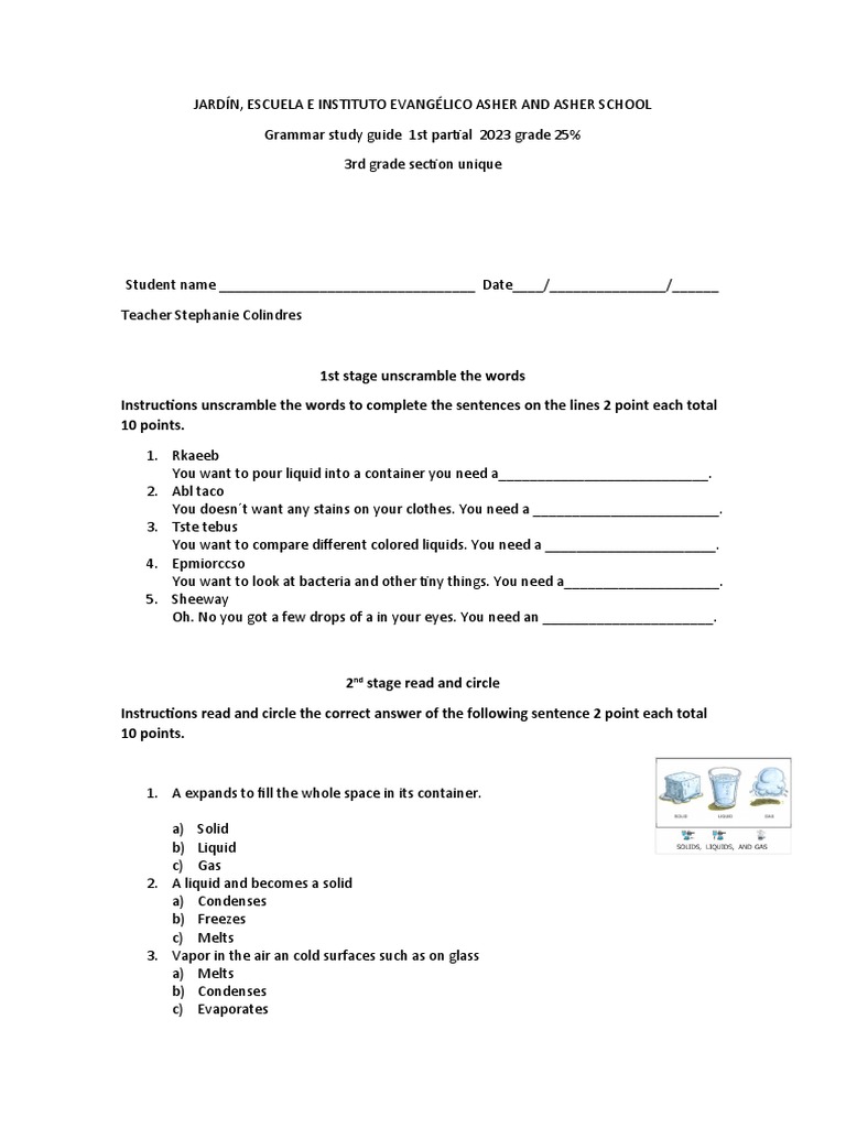 Grammar Study Guide 3rd Grade | PDF
