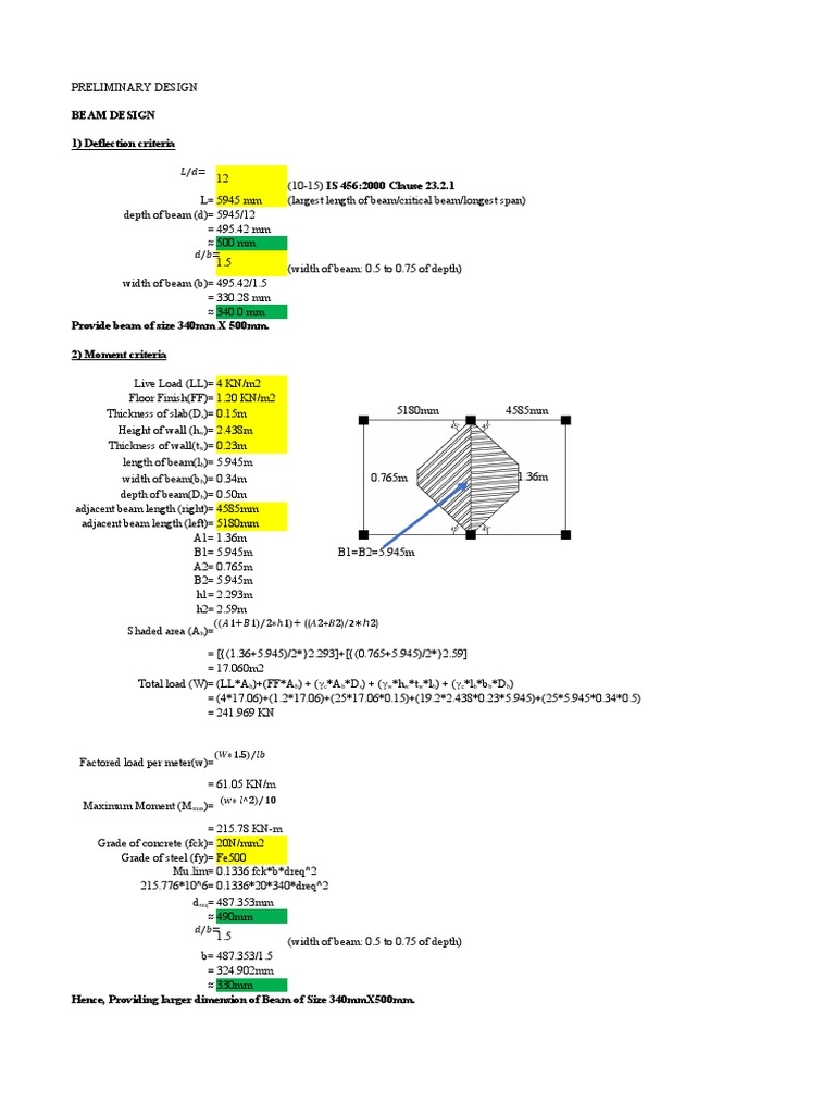 Preliminary Design Calculations for Beams and Columns in a Multi-Storey Building | PDF | Beam ...