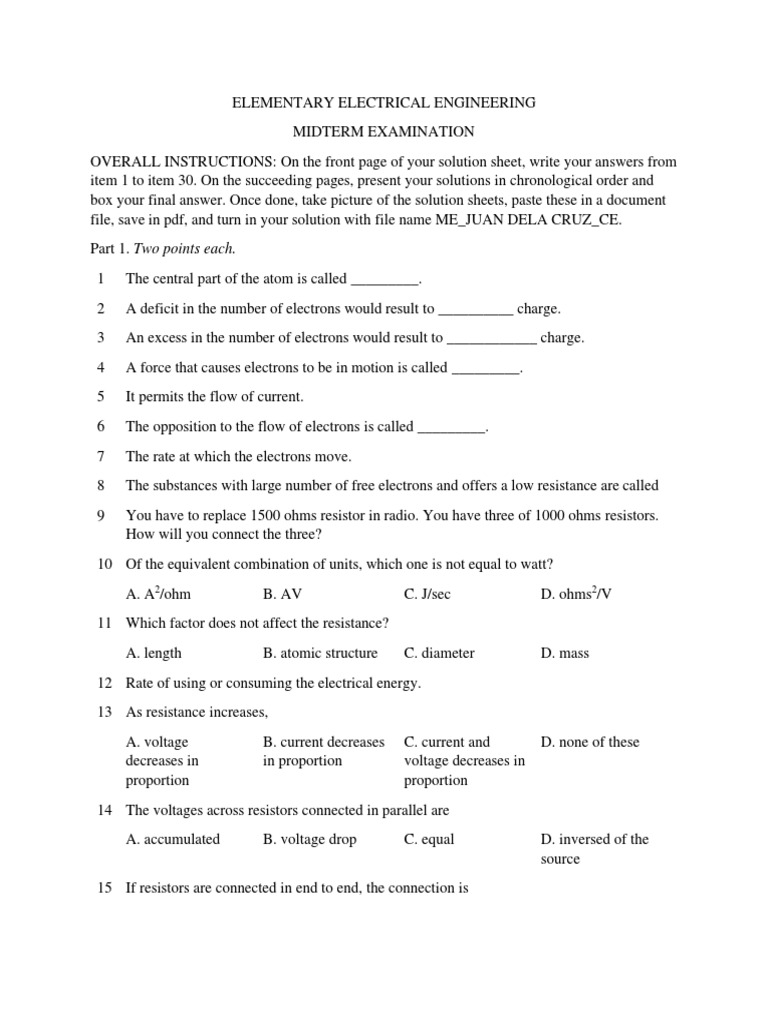 Me - Elementary Electrical Engineering 1 | PDF | Electrical Resistance And Conductance ...