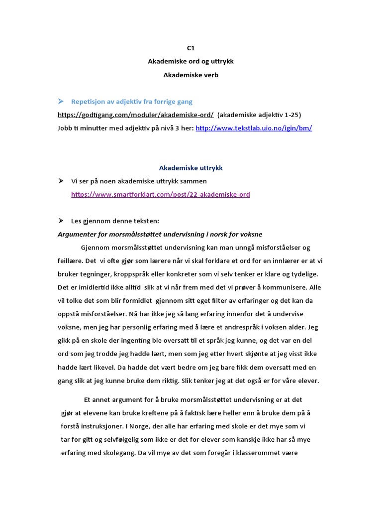 C1 Akademiske Ord Og Uttrykk | PDF