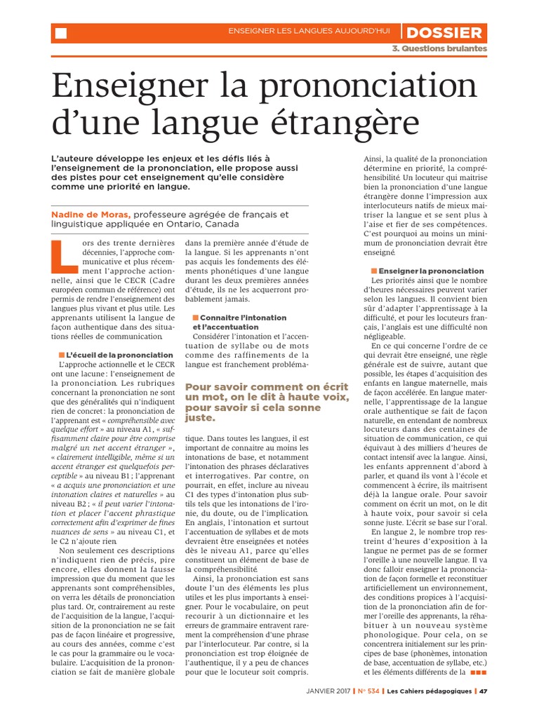 Enseigner la prononciation des langues | PDF | Accent tonique | Langue ...