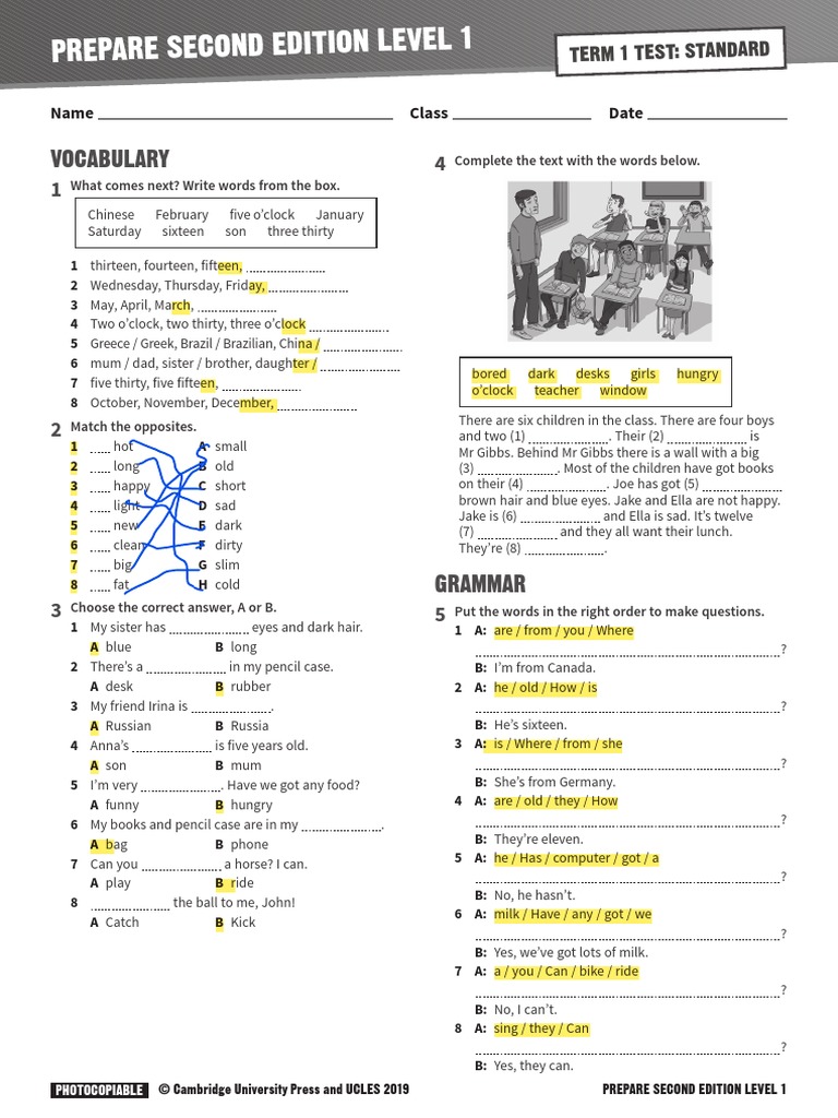 Prepare Second Edition Level 1: Vocabulary | PDF