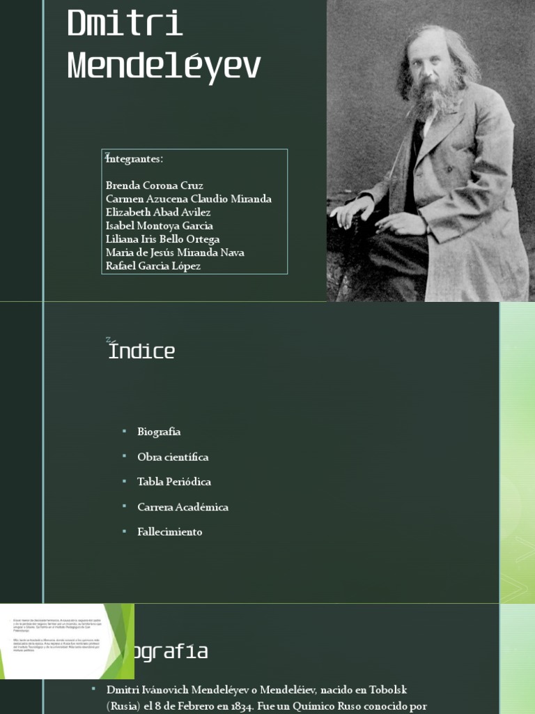 Dmitri Mendeleyev. | PDF | Tabla periódica | Química