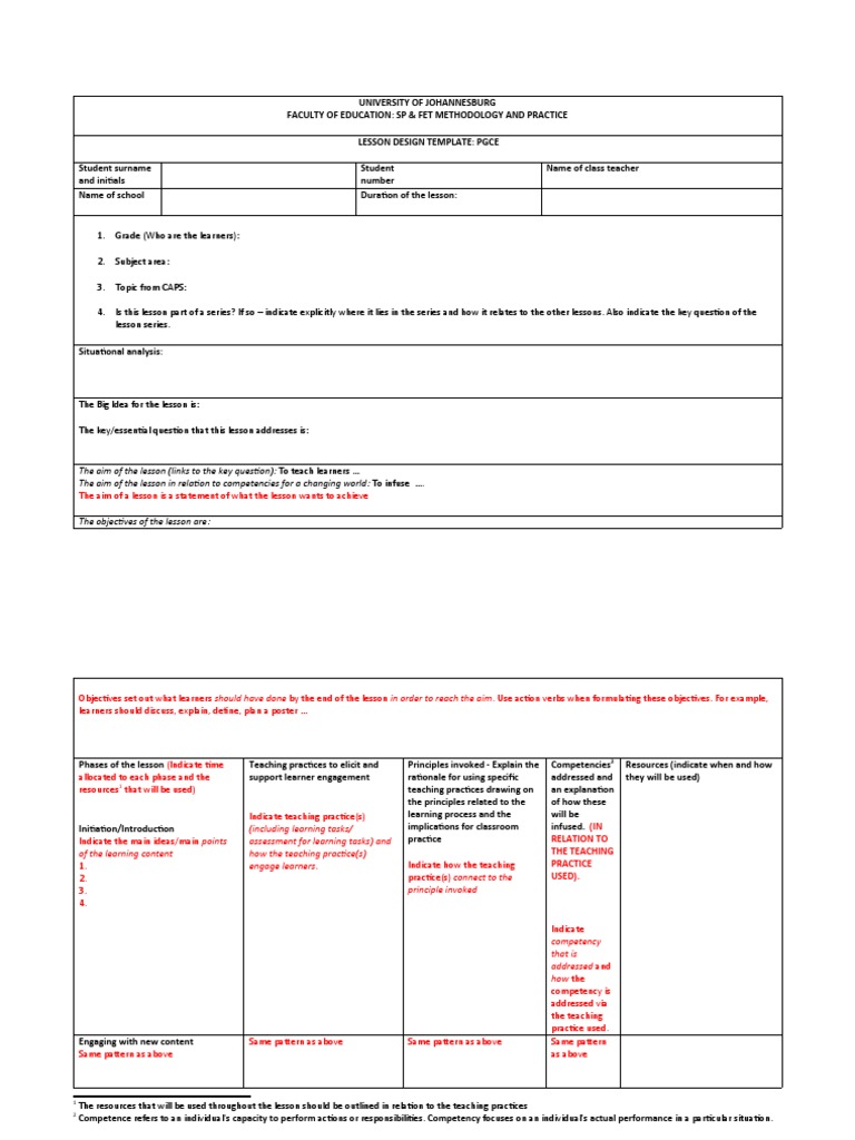 PGCE Psychology Lesson Design Template | PDF | Learning | Cognitive ...