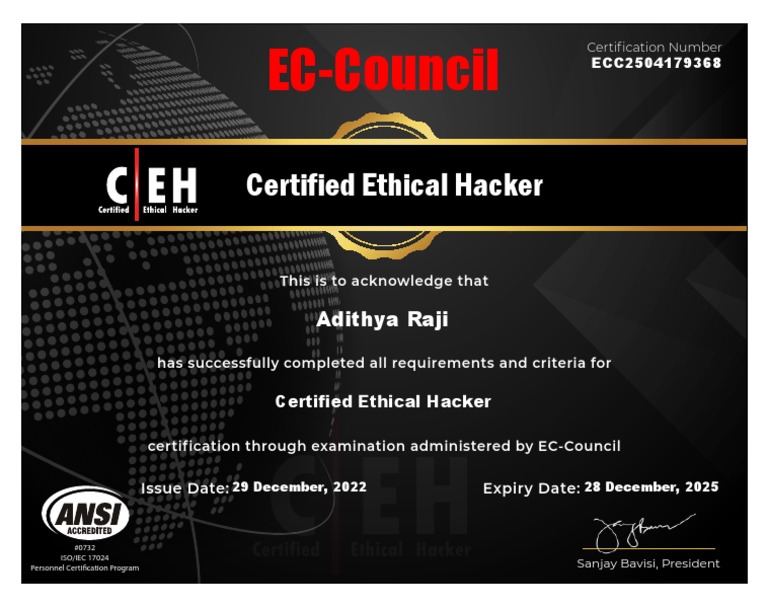 ECC CEH Certificate | PDF | Technology & Engineering