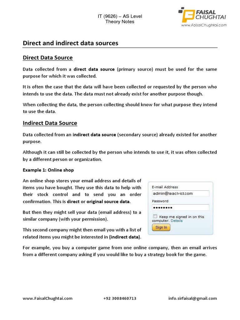Direct - and - Indirect - Data IT As Level 9626 | PDF | Data | Sampling ...