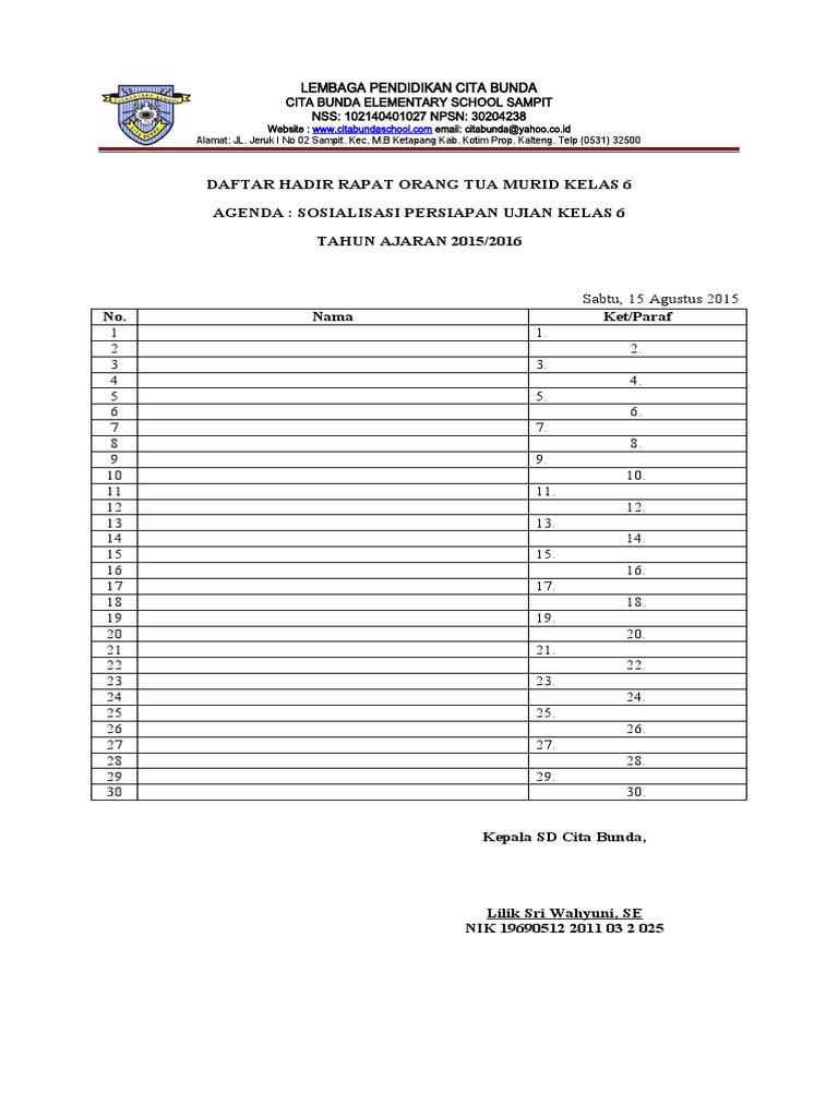 Daftar Hadir Rapat | PDF