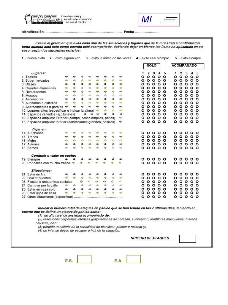 Test Agorafobia | PDF | Ataque de pánico