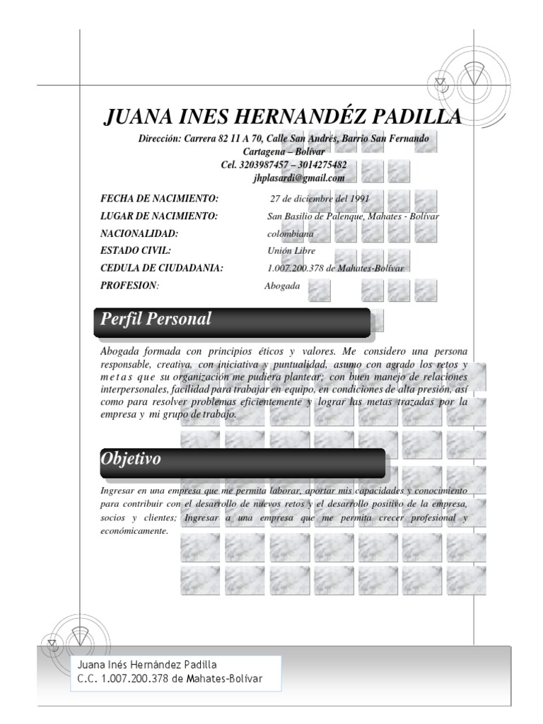 Juana Ines Hernandéz Padilla: Perfil Personal | PDF | Ciencias sociales