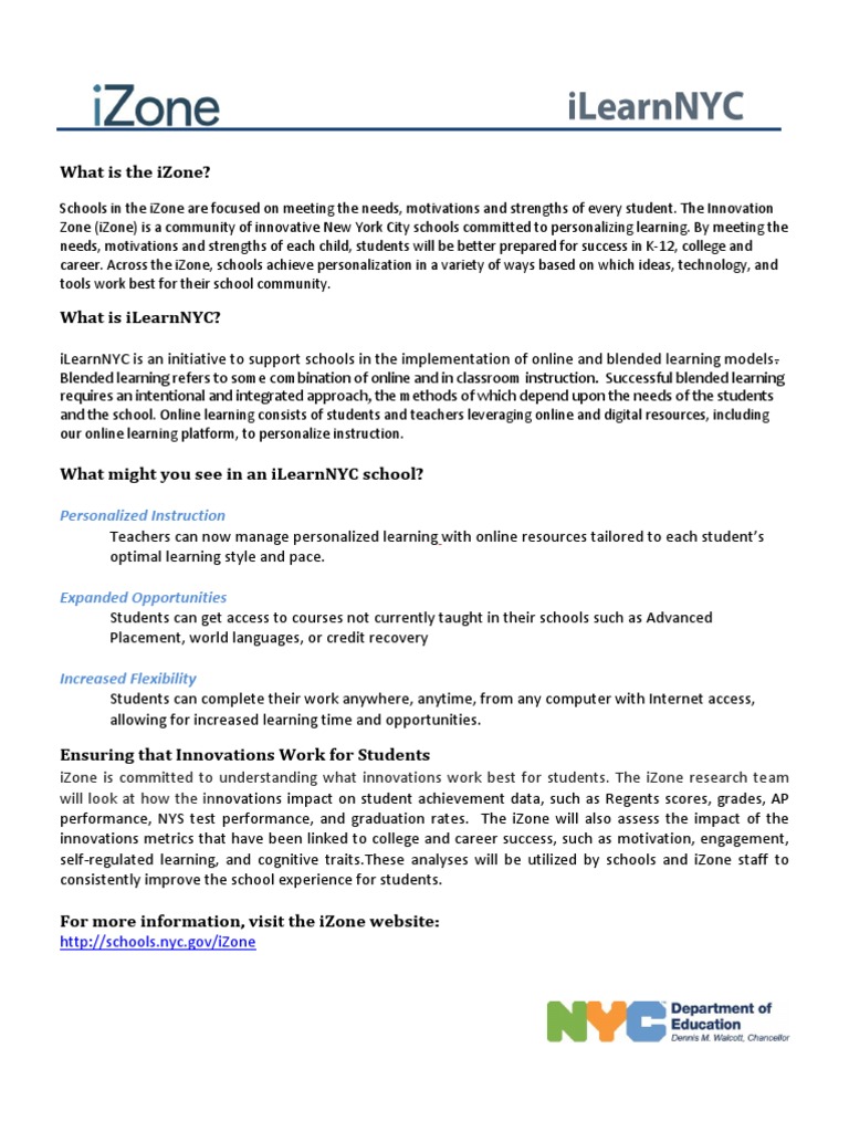 What Is The Izone?: Personalized Instruction | PDF | Educational ...