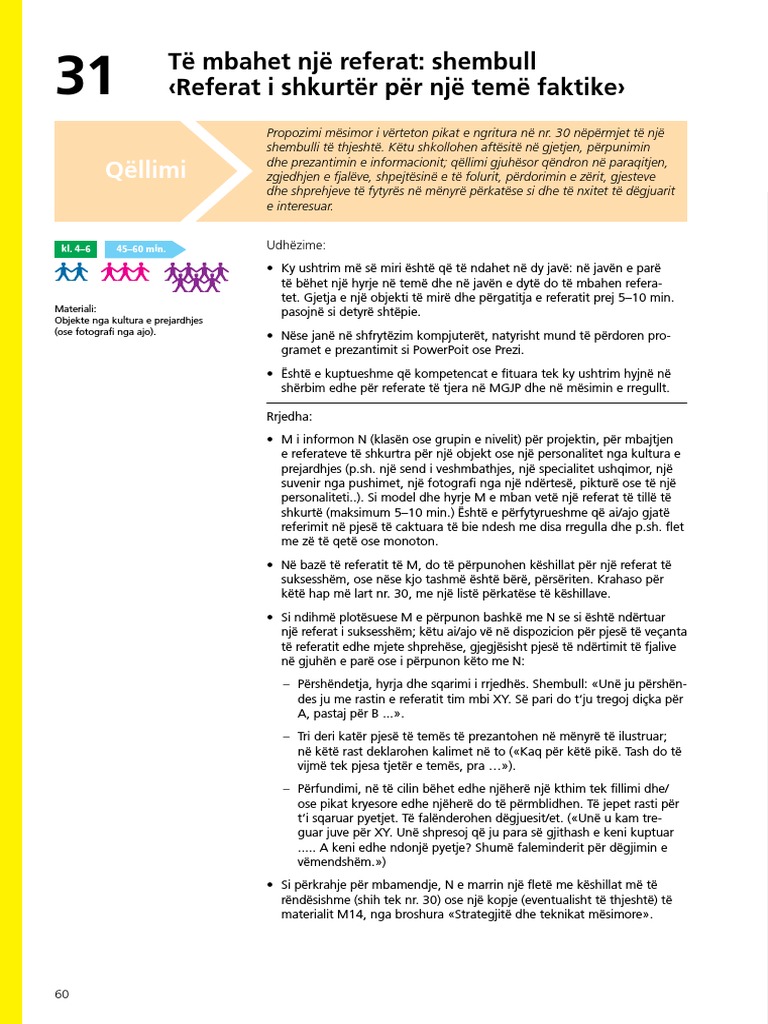 Qëllimi: Të Mbahet Një Referat: Shembull Referat I Shkurtër Për Një ...