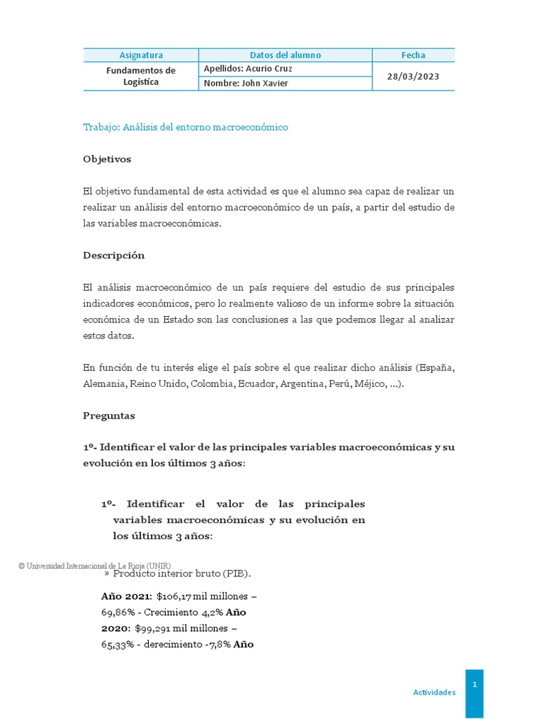 Actividad 1 | PDF | Macroeconómica | Ecuador