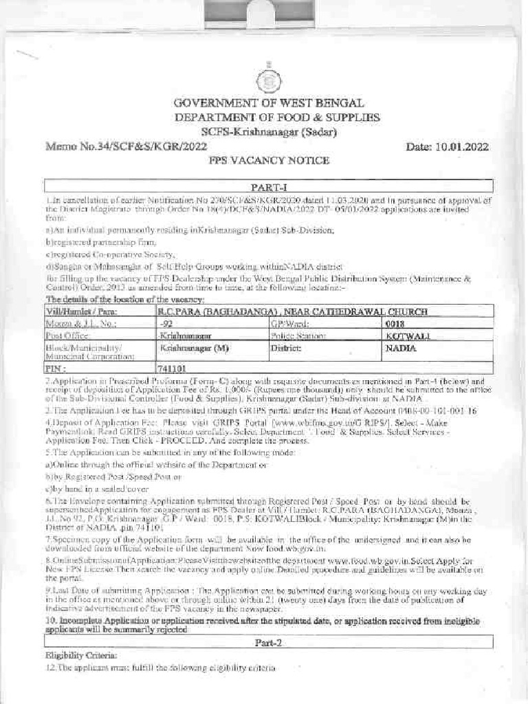 FPS - Vacancy - Notification 11 - 01 - 2023 21 - 56 - 20 | PDF