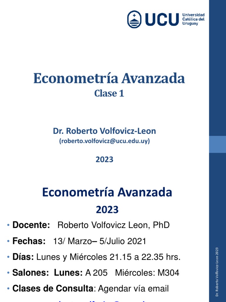ECONOMETRIA AVANZADA Clase 1 2023 | PDF | Aprendizaje automático | Ciencia cognitiva