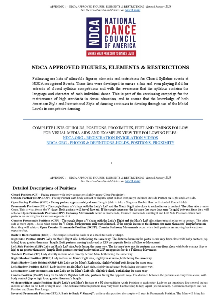 NDCA American and International Syllabus Jan 2023 | PDF | Performing ...