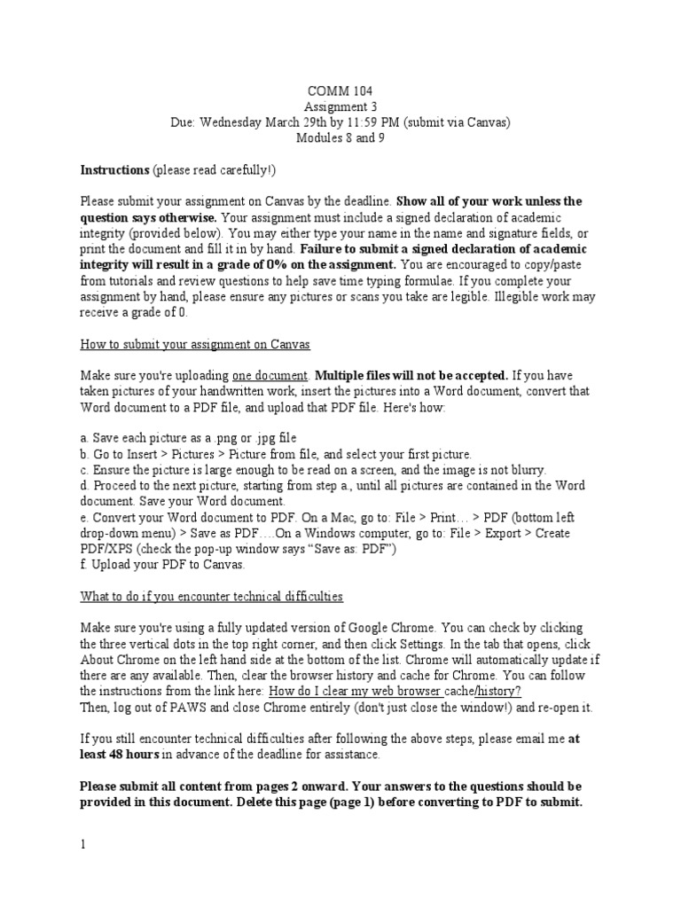 COMM104 W23 Assignment3 Questions | PDF | Random Variable | Normal Distribution