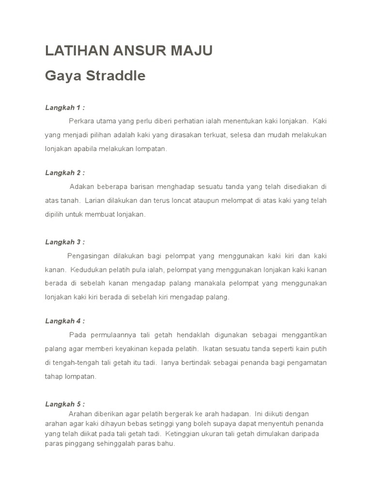 Latihan Ansur Maju Lompat Tinggi | PDF