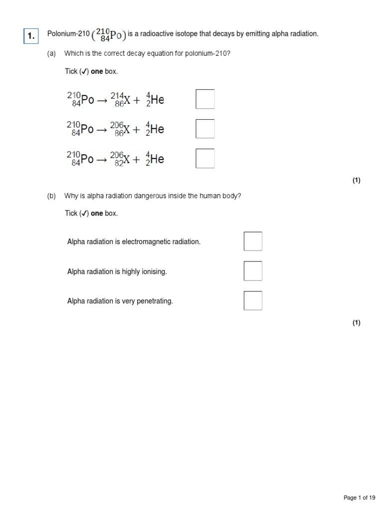 CH 7 Revision Practice Test | PDF | Radioactive Decay | Nuclear Physics