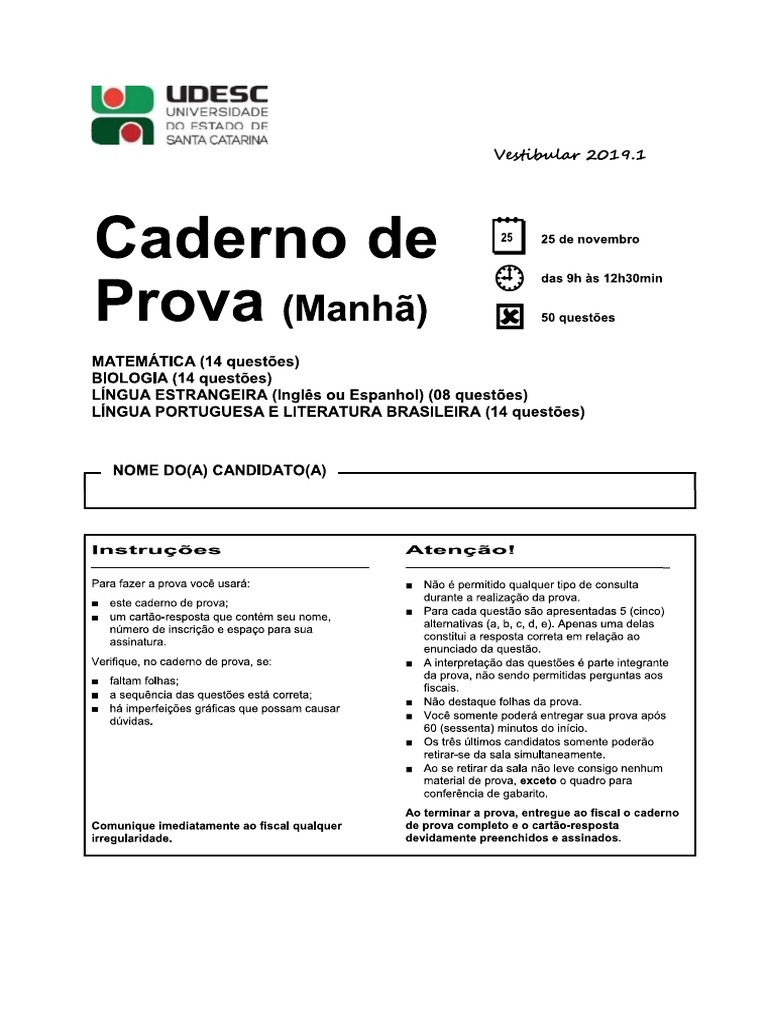 Prova Manha | PDF
