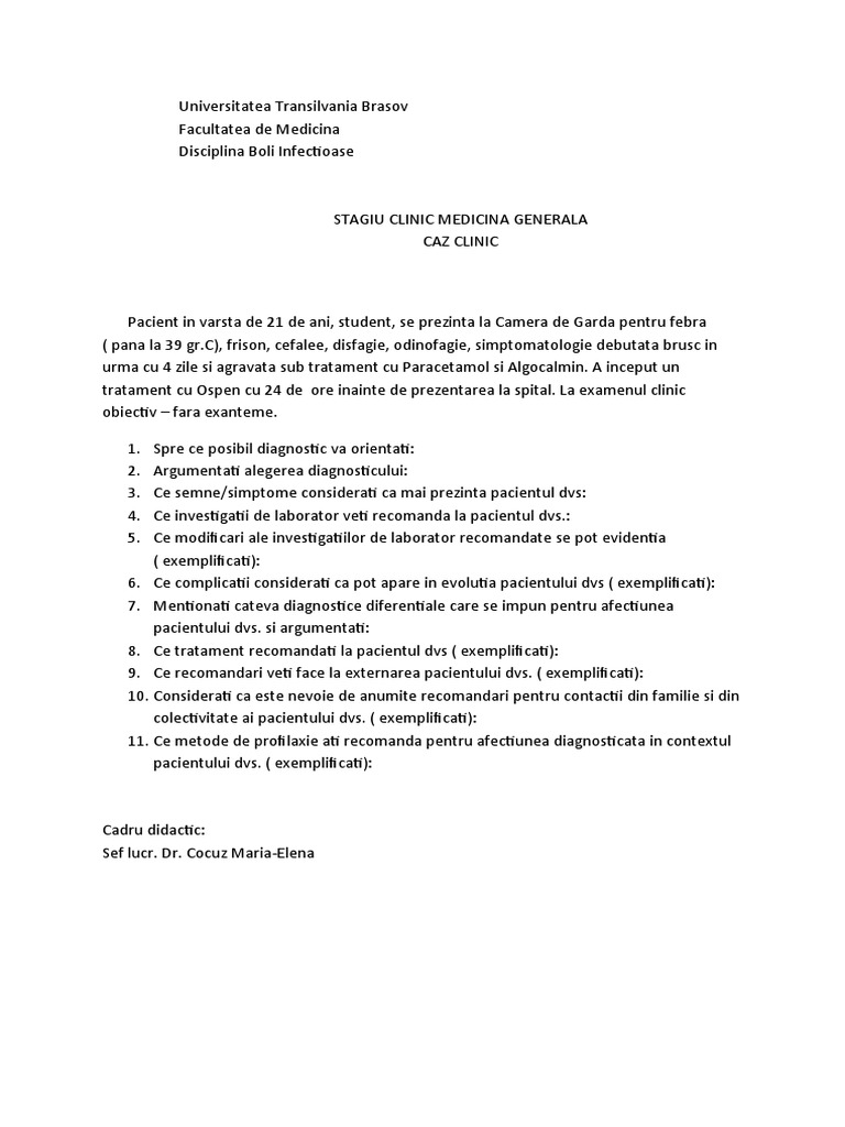 Scenariu Caz Angina Acuta | PDF