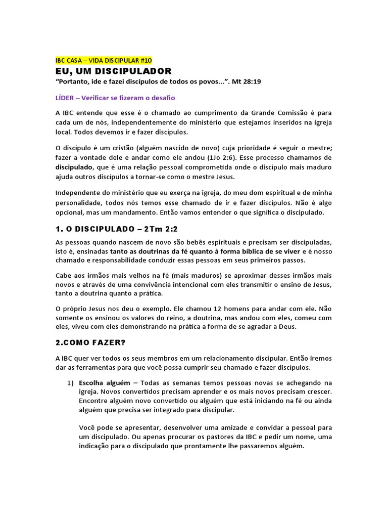 Guia de Discipulado da IBC | PDF | Jesus | Fé