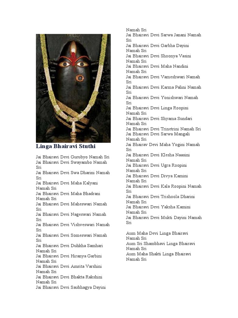 Linga Bhairavi Stuthi | PDF | Tantra | Monotheistic Religions