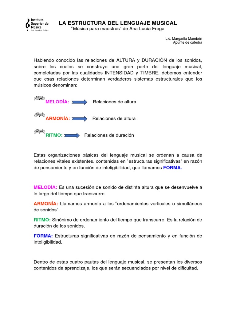 Estructura del Lenguaje Musical | PDF
