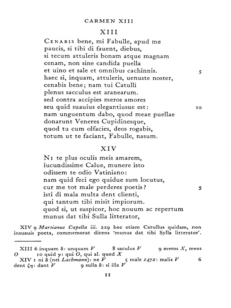 Catull. 13, 14, 34, 58b (Mynors) | PDF