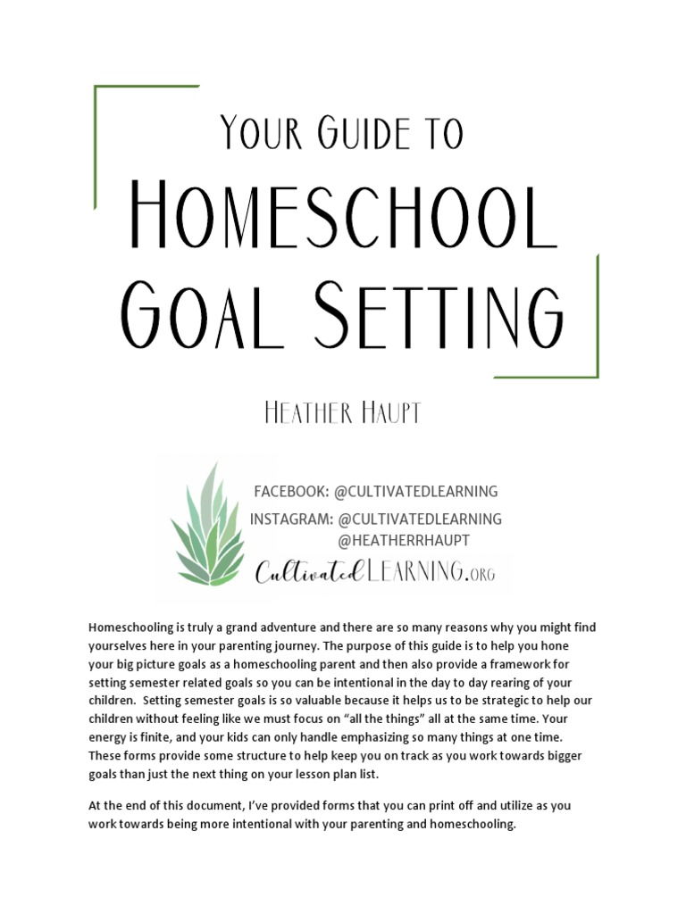 Setting Goals for Intentional Parenting and Homeschooling: A Guide to ...