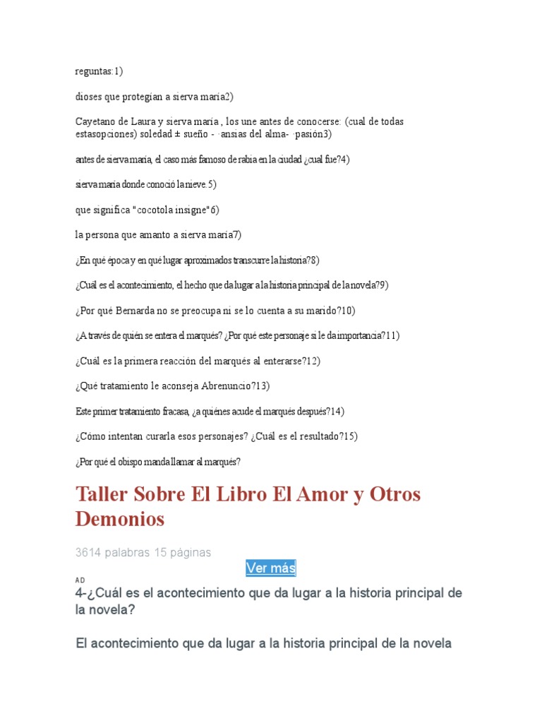 Amor y destino de Sierva María | PDF | Amor | Demonios
