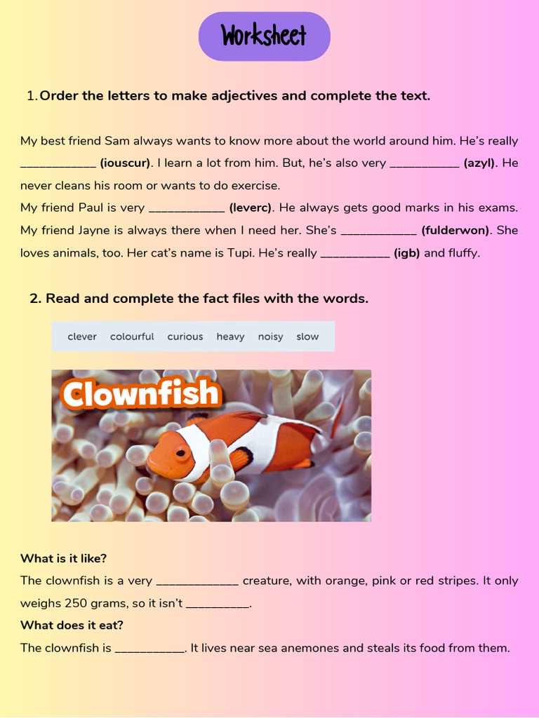 Adjective Puzzle for Young Learners | PDF
