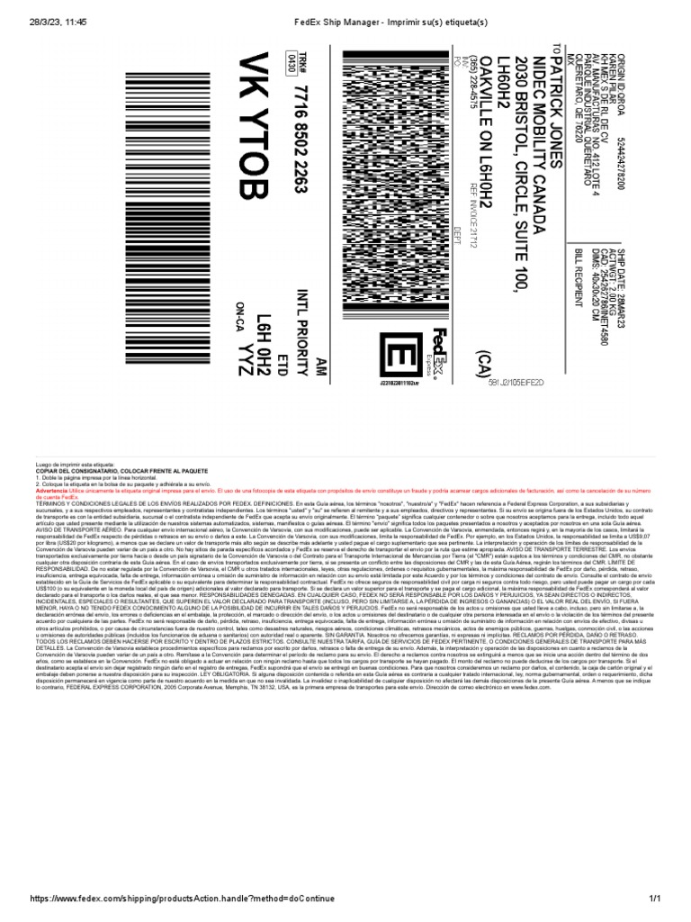 Guia 771685022263 | PDF | Transporte | Fed Ex