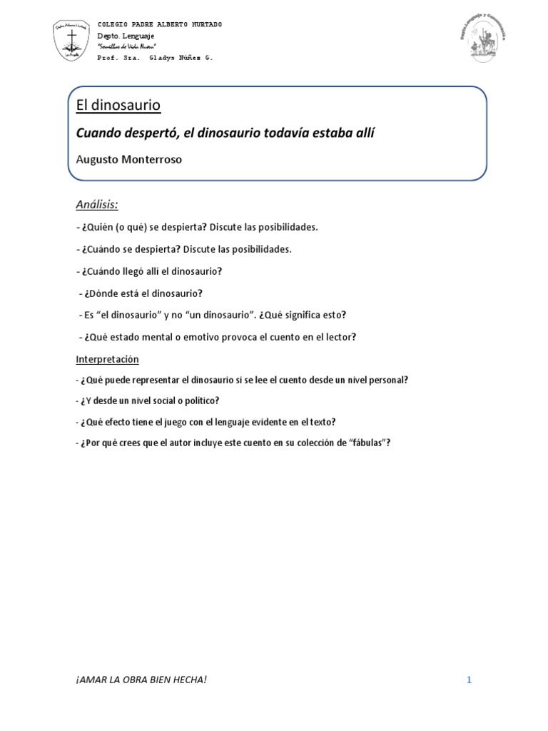 Analisis El Dinosaurio | PDF