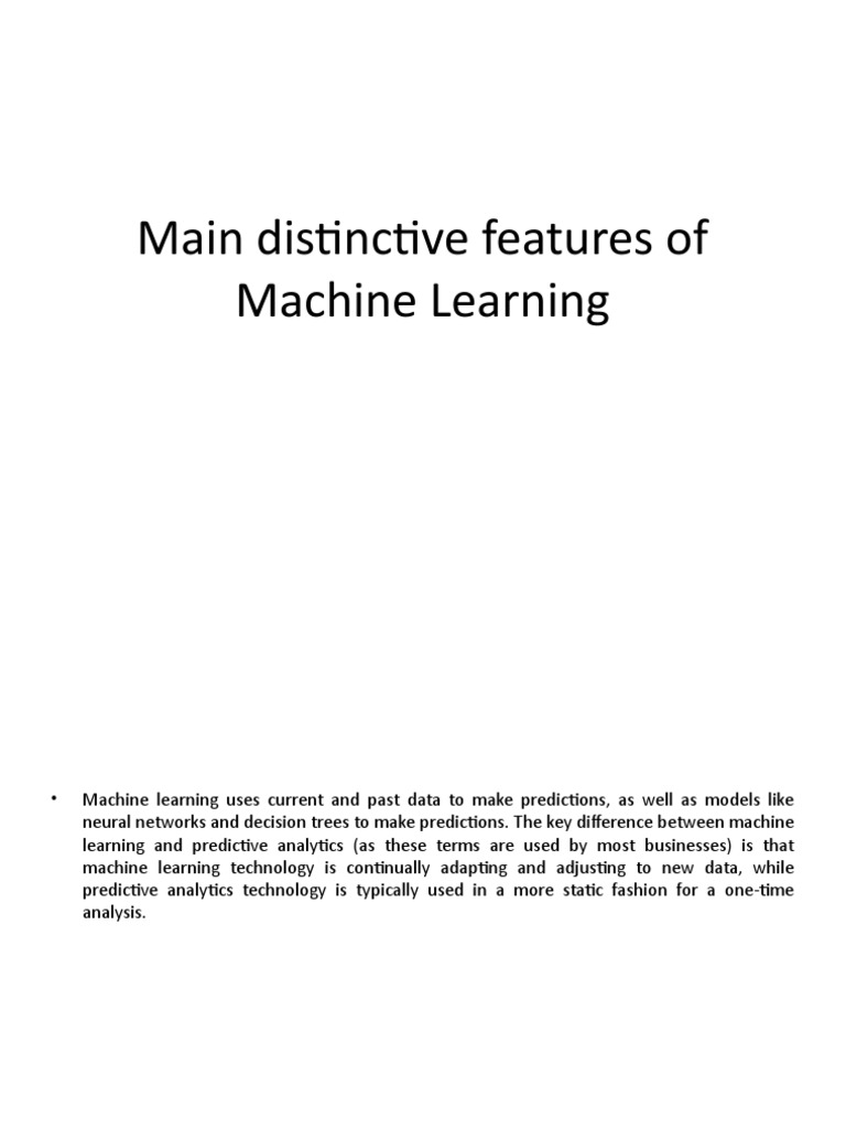 Main Distinctive Features of Machine Learning | PDF | Machine Learning ...