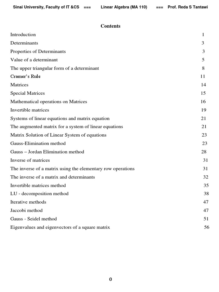 Linear Algebra | PDF | Matrix (Mathematics) | System Of Linear Equations Linear Algebra | PDF | Matrix (Mathematics) | System Of Linear Equations