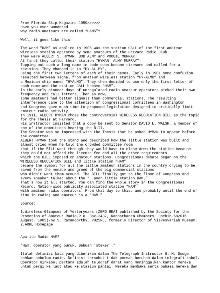 Origin of the Term "Ham" in Radio | PDF | Amateur Radio | Infrastructure