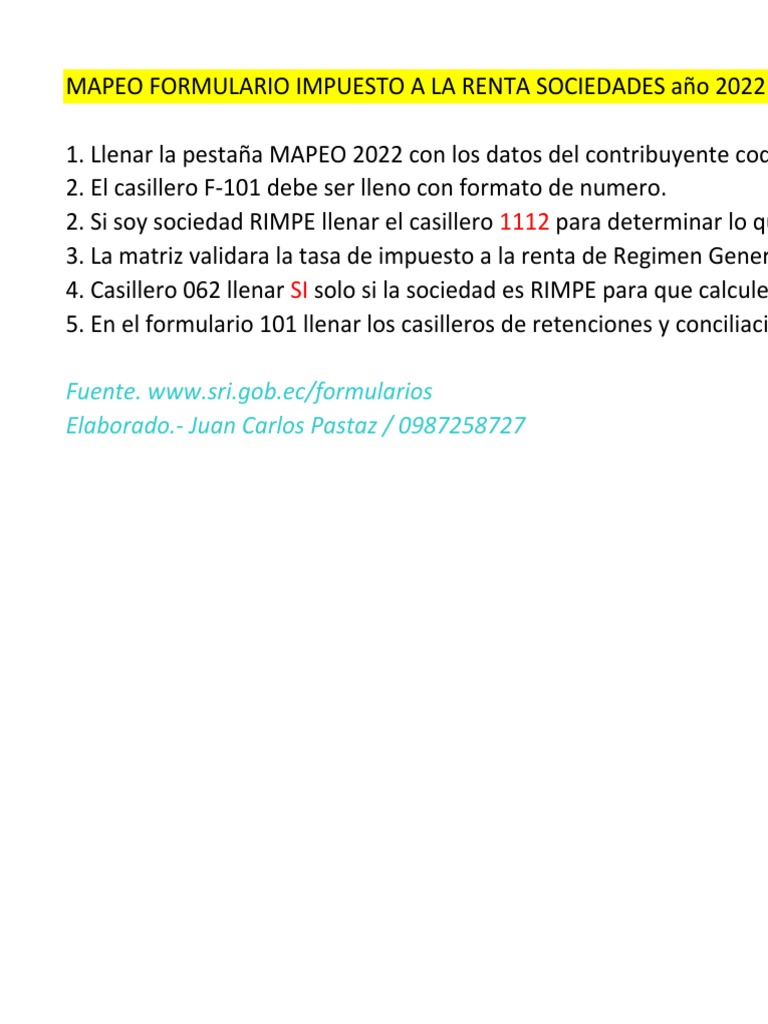 Fuente. WWW - Sri.gob - Ec/formularios Elaborado.-Juan Carlos Pastaz / 0987258727 | PDF