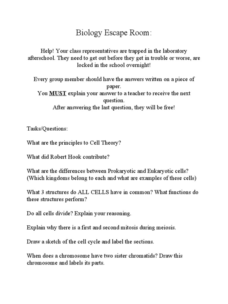 Biology Escape Room | PDF