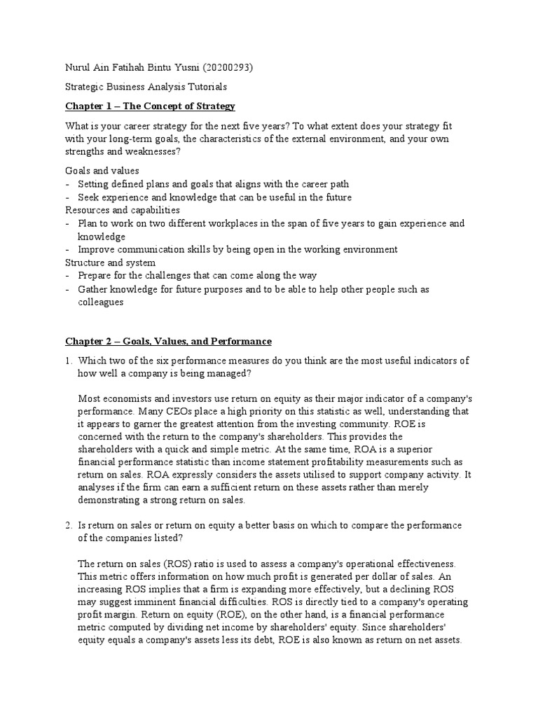 Strategic Business Analysis Tutorials | PDF | Return On Equity | Fashion