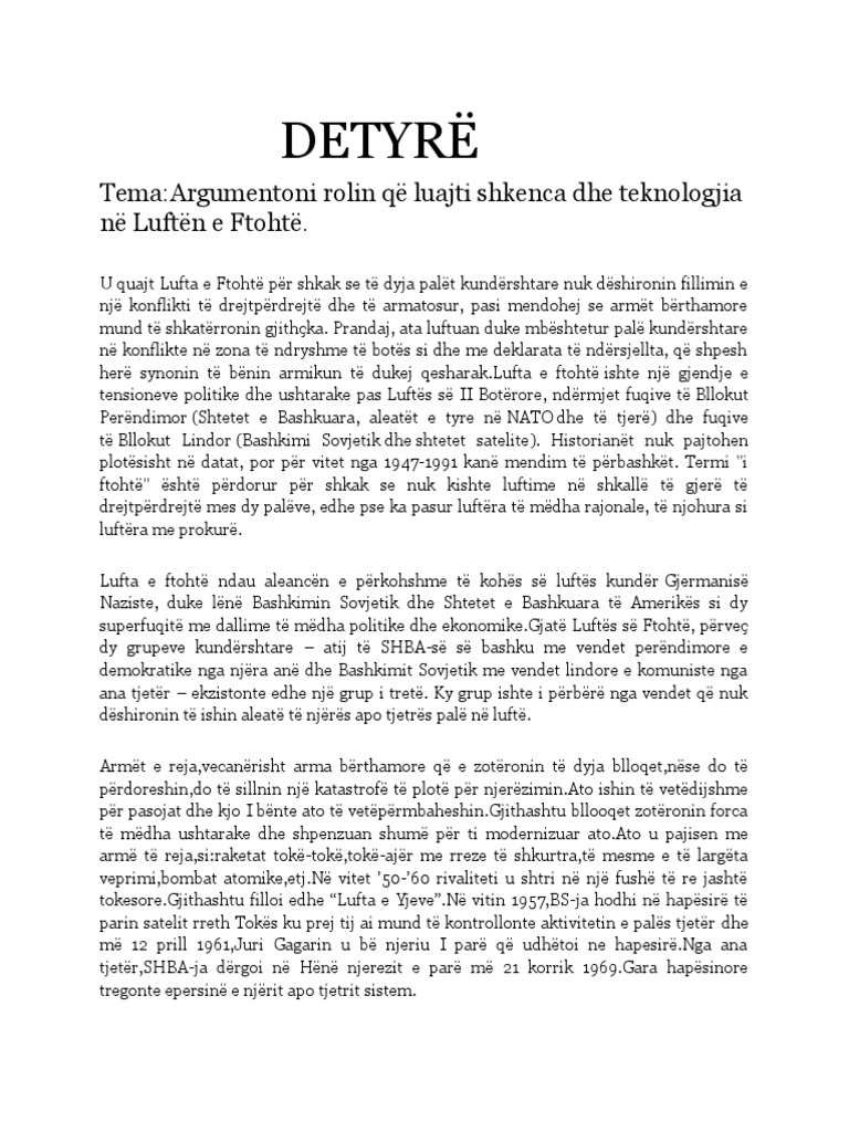 Detyrë Lufta e Ftohte | PDF