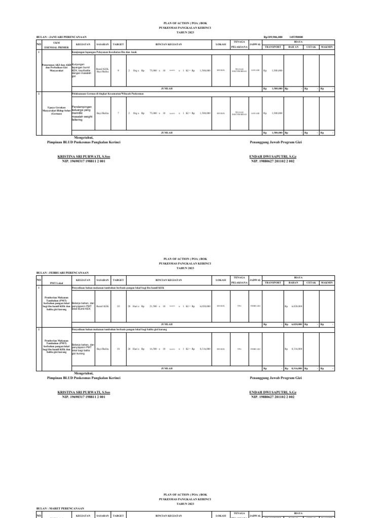 Form Poa-Realisasi Bok Tahun 2023 | PDF