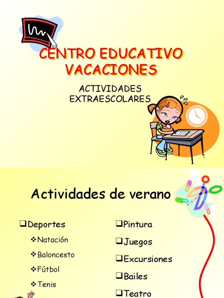 Centro Educativo Vacaciones: Actividades Extraescolares | PDF