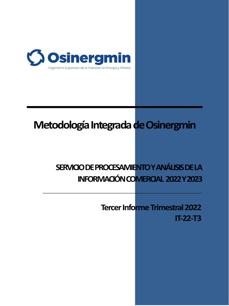 Metodología Integrada de Osinergmin: Servicio de Procesamiento Y Análisis de La Información ...