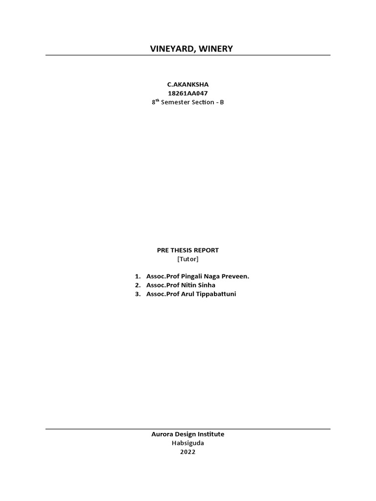 Pre Thesis Report FINAL | PDF | Winery | Wine