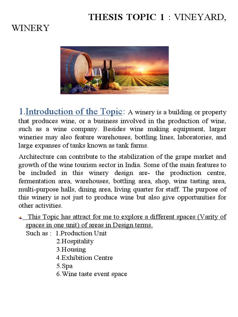 THESIS TOPIC 1 Vineyard, Wineary | PDF | Winery | Wine