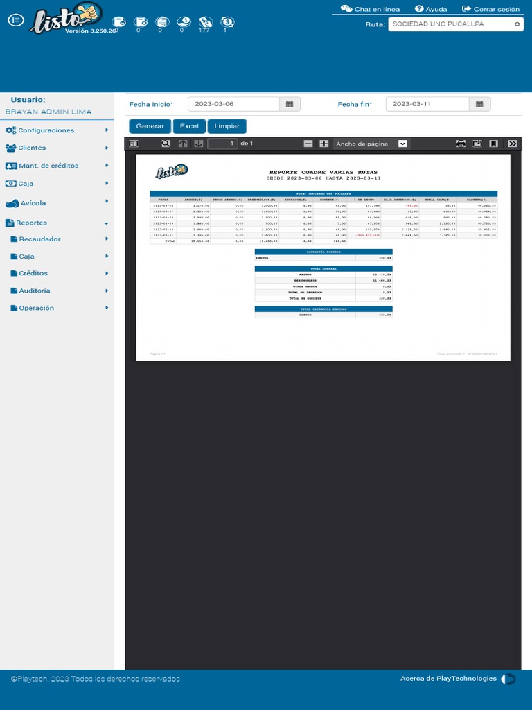 Listo. Version 3.250.26 - by Play Technologies ® | PDF