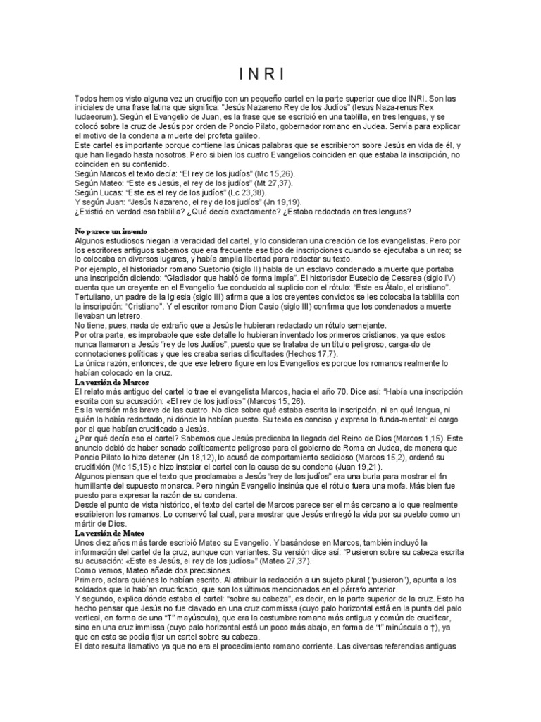 INRI | PDF | Jesús | Evangelio de Mateo
